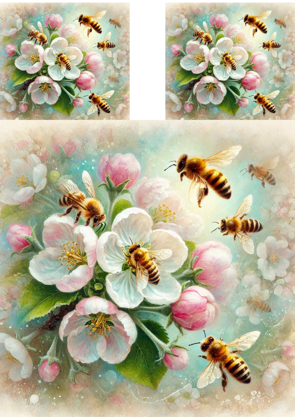 Sticker Sheet – Bees On A Blooming Apple Tree Collage Cat No. 4088 ...